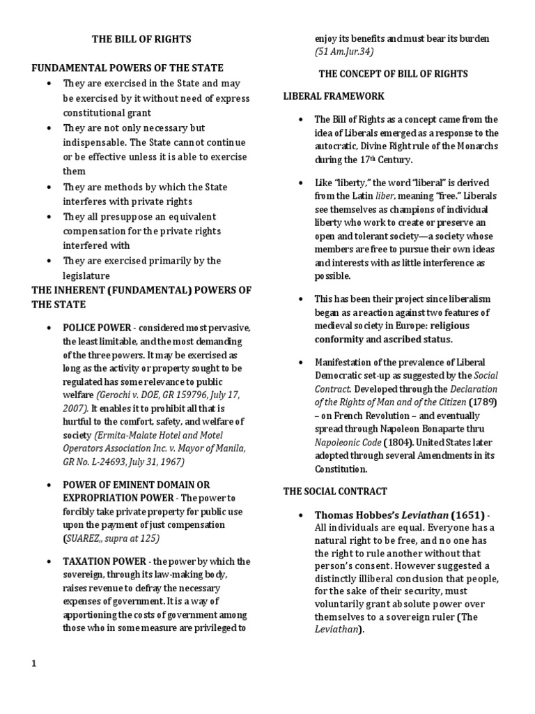 The Social Contract and the Fundamental Concepts of the Bill of Rights ...