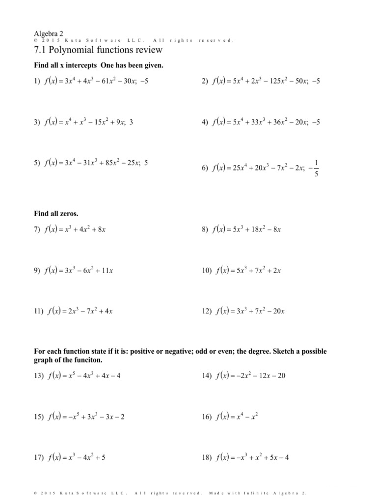 7.1 Polynomial Functions Review | PDF | Algorithms | Mathematical Logic