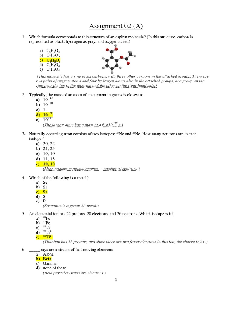 Assignment 02 A1 | PDF | Ion | Atoms