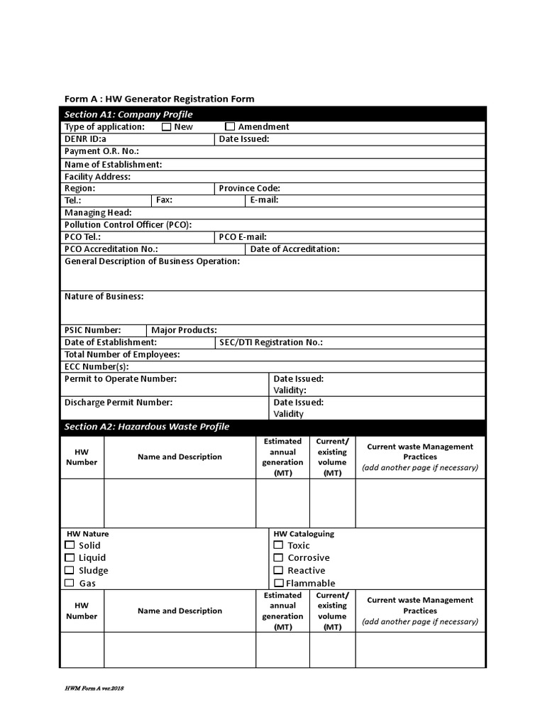 HW Form | PDF | Waste | Pollution