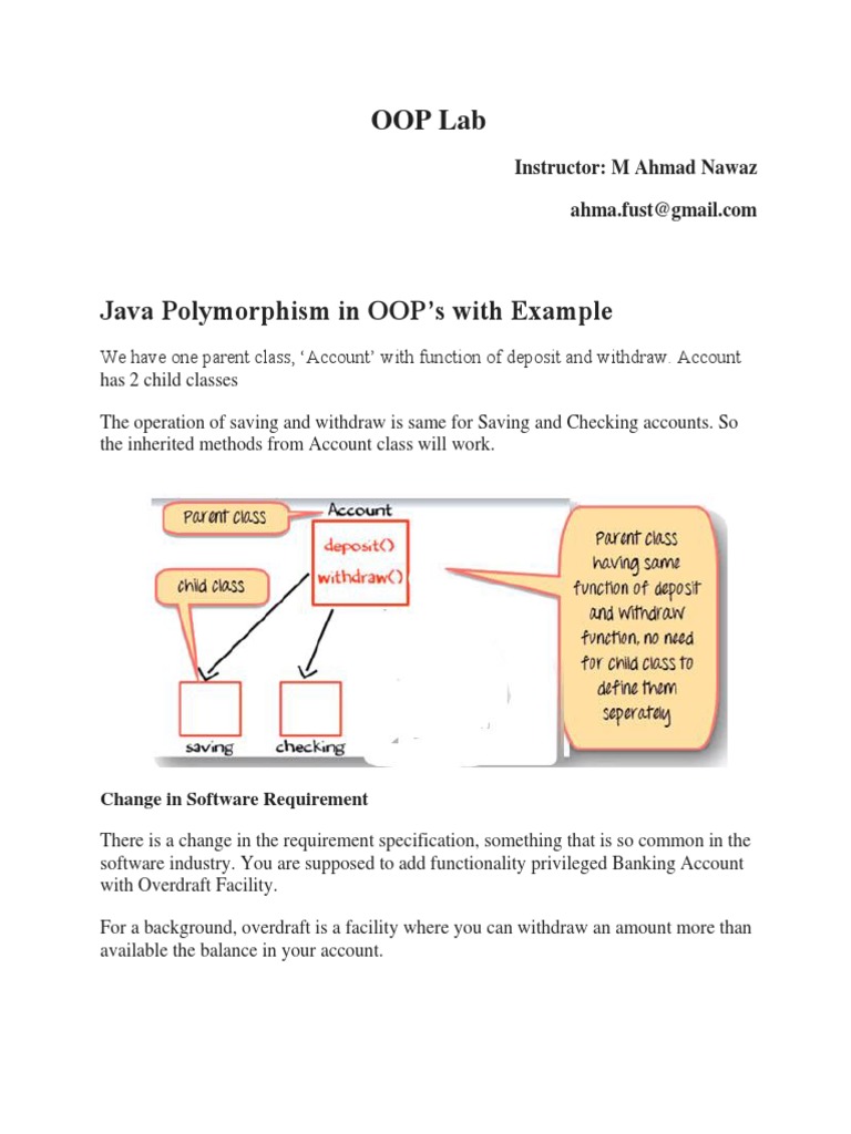 Java Oop Lab Polymorphism In Action Pdf Method Computer Programming Inheritance Object