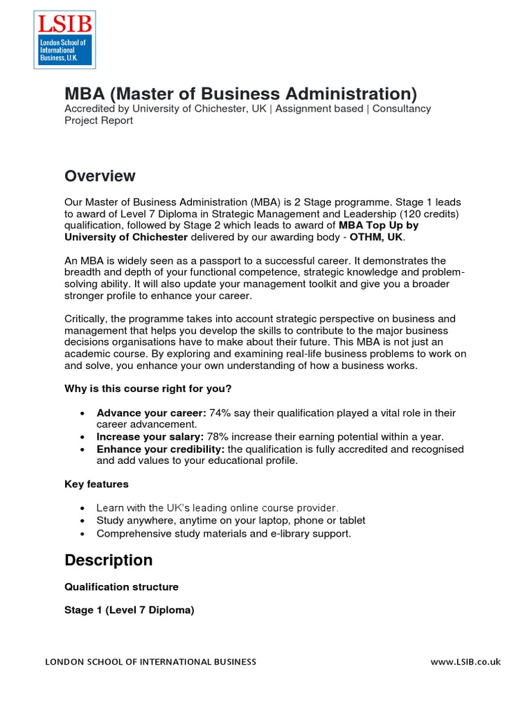 MBA (Master of Business Administration) | PDF | Master Of Business ...
