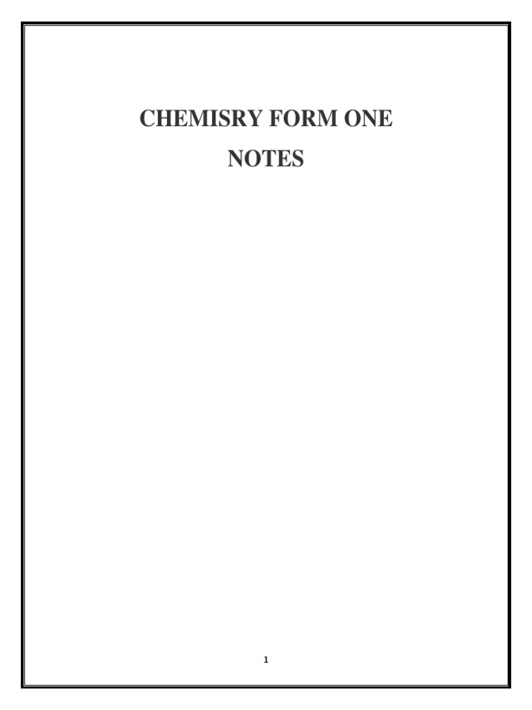 Chemisry Form One | PDF | Wound | Fires