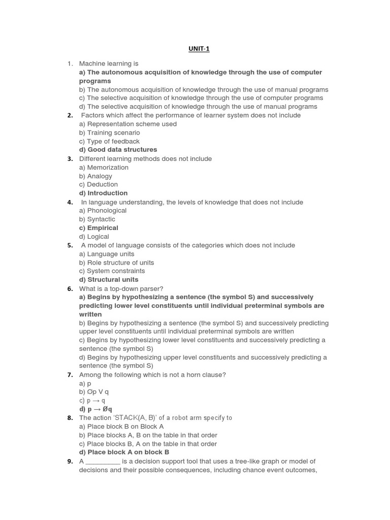 ML MCQs | PDF | Machine Learning | Statistical Classification