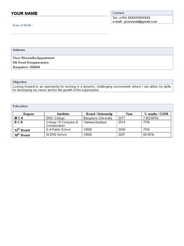 A Concise Yet Comprehensive Resume for an Aspiring Software Developer | PDF | Java (Programming ...