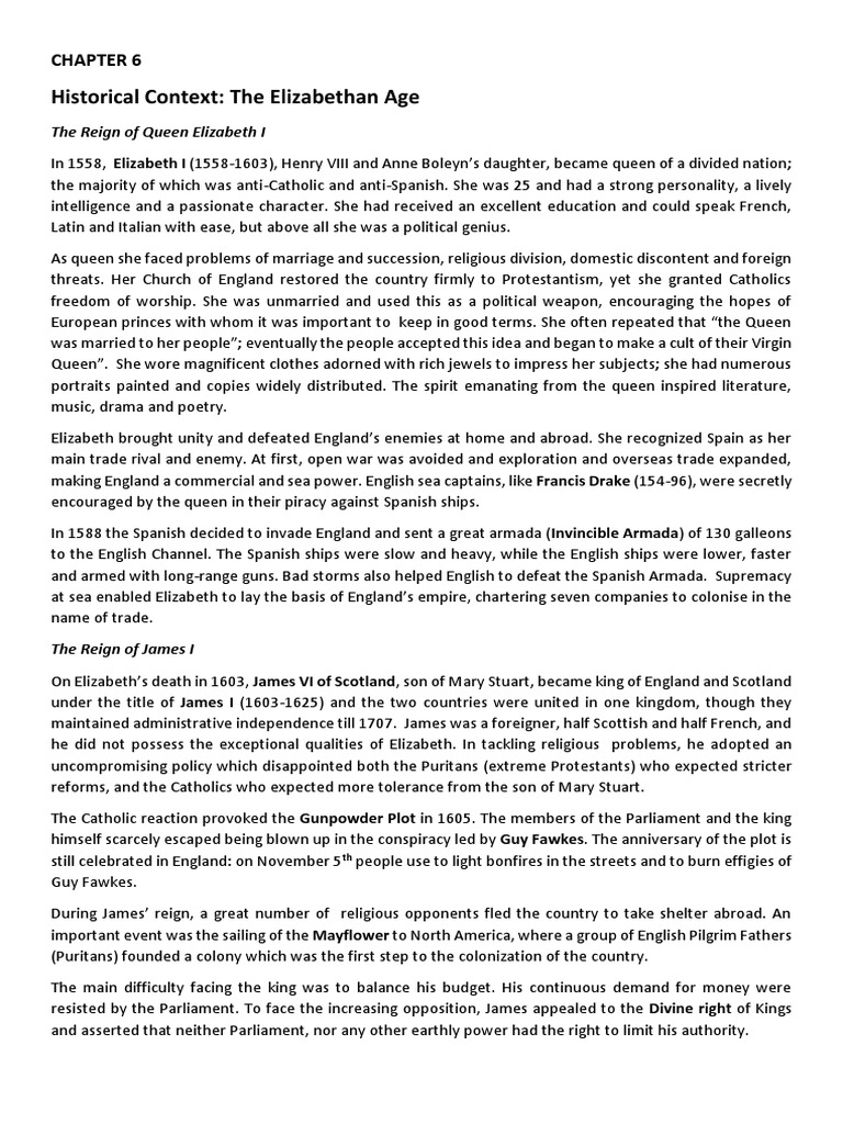 6 - The Elizabethan Age - The Age of Shakespeare or Golden Age | PDF ...