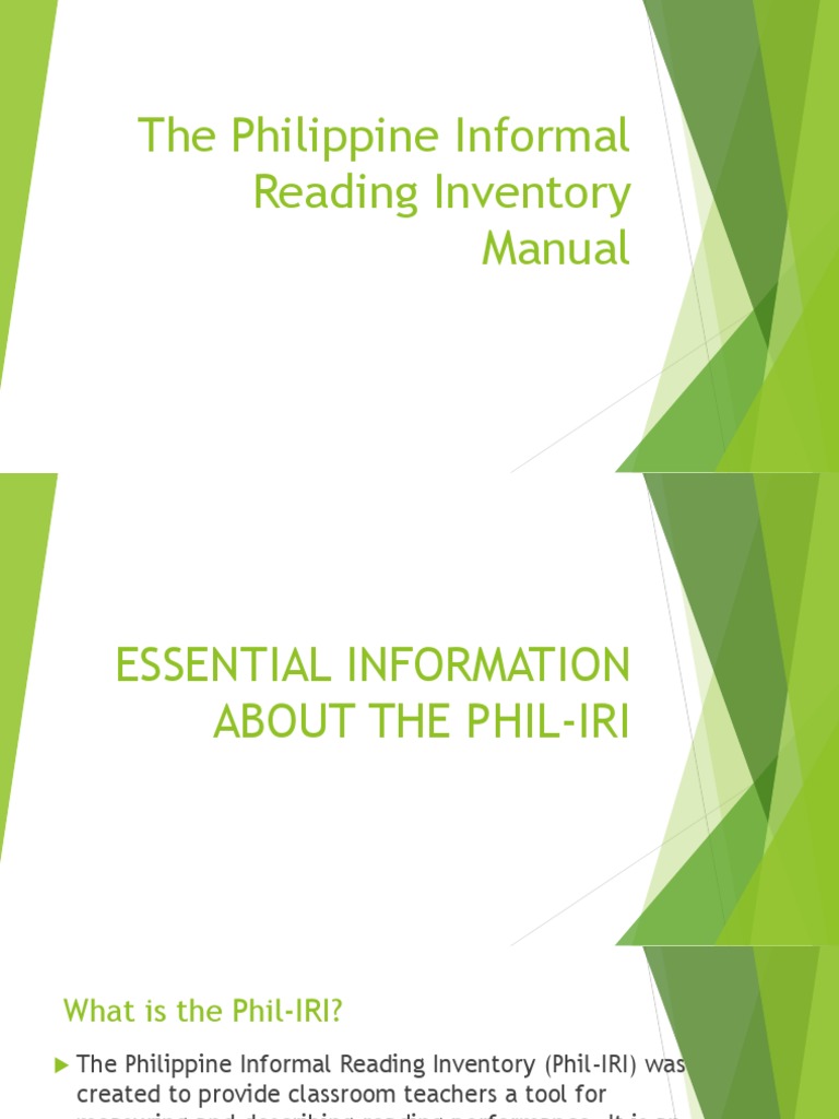 The Philippine Informal Reading Inventory Manual | PDF | Reading ...
