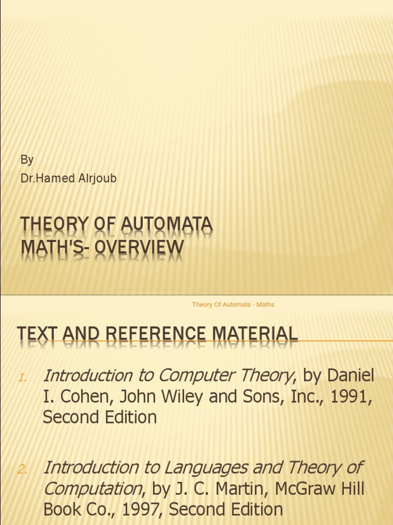 Theory of Automata Math'S-Overview: by DR - Hamed Alrjoub | PDF | String (Computer Science ...