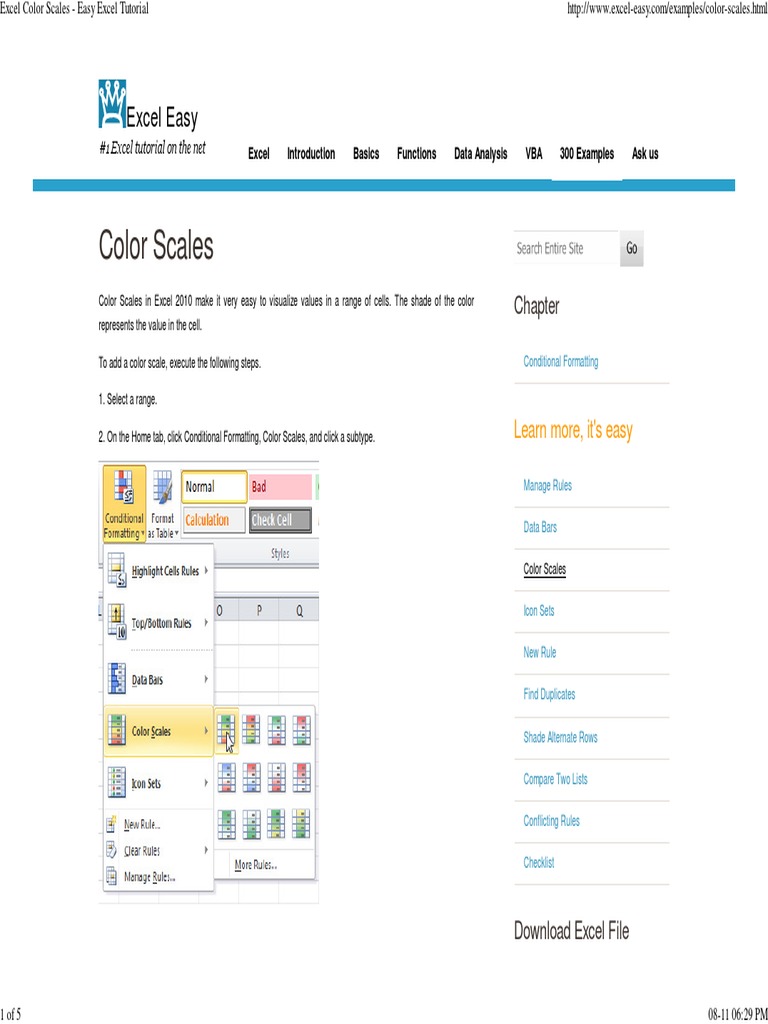 Excel Color Scales - Easy Excel Tutorial | PDF | Microsoft Excel ...