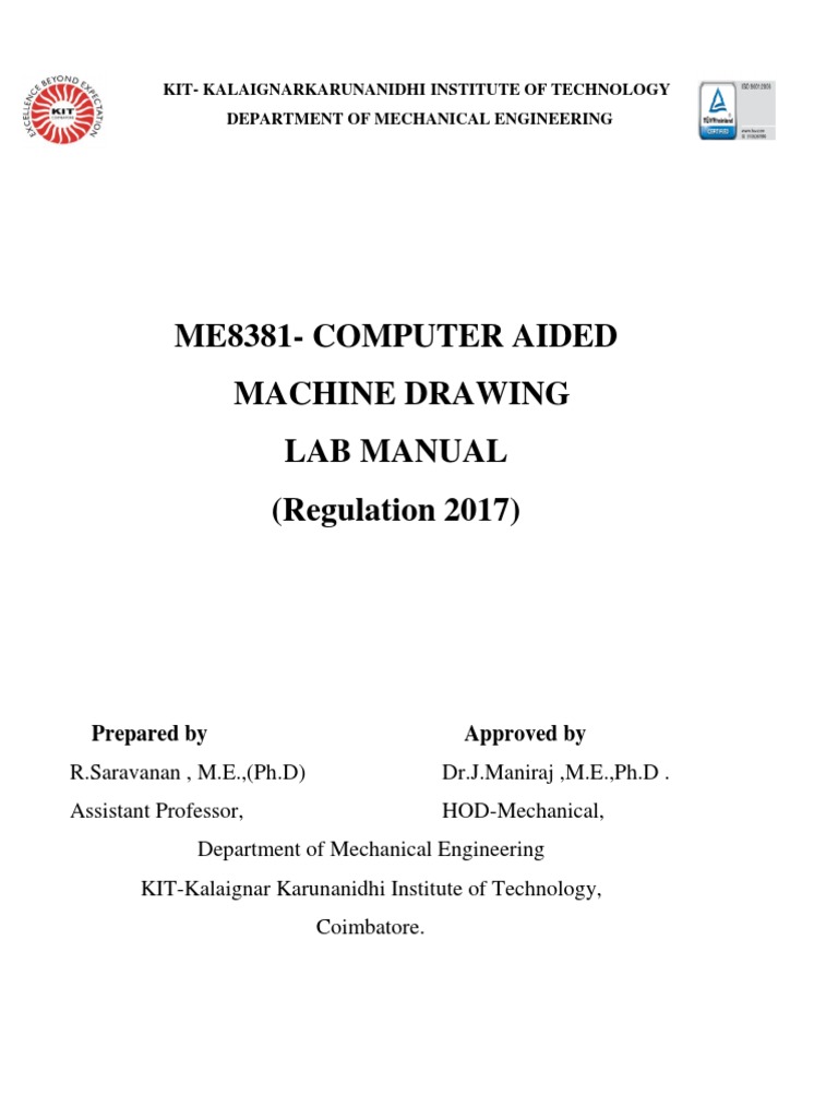 CAD Lab Manual | PDF | Nut (Hardware) | Screw
