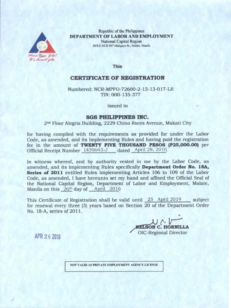 2016 Certification Dole 18a | PDF