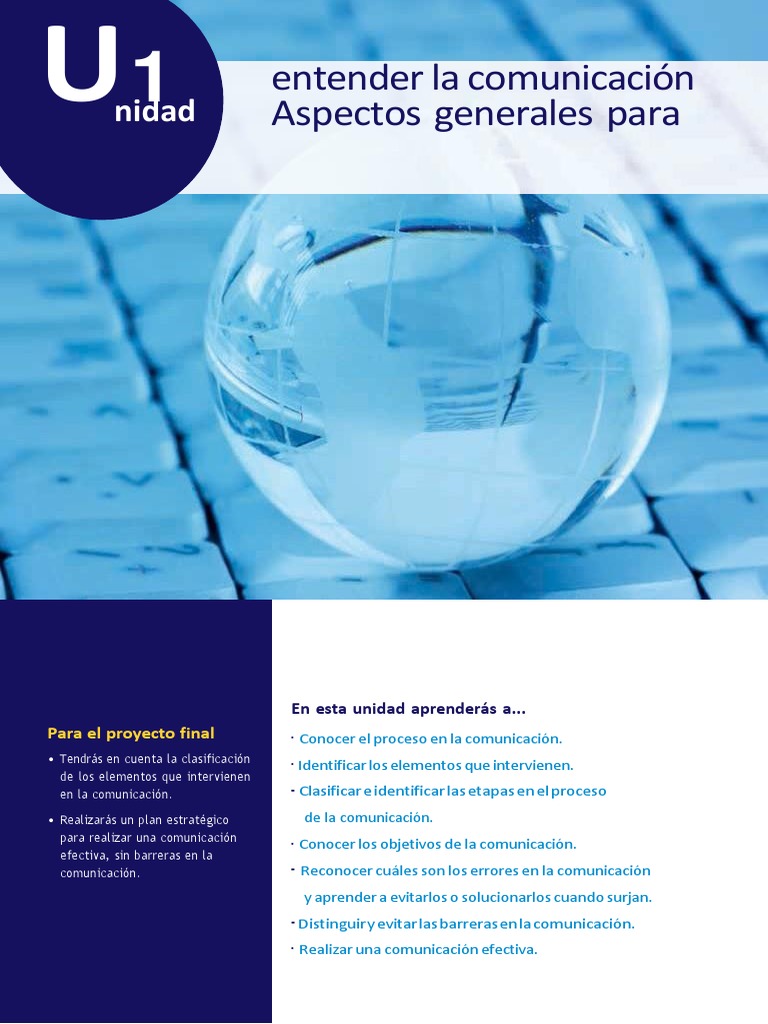 entender la comunicación Aspectos generales para: nidad | Comunicación | Información
