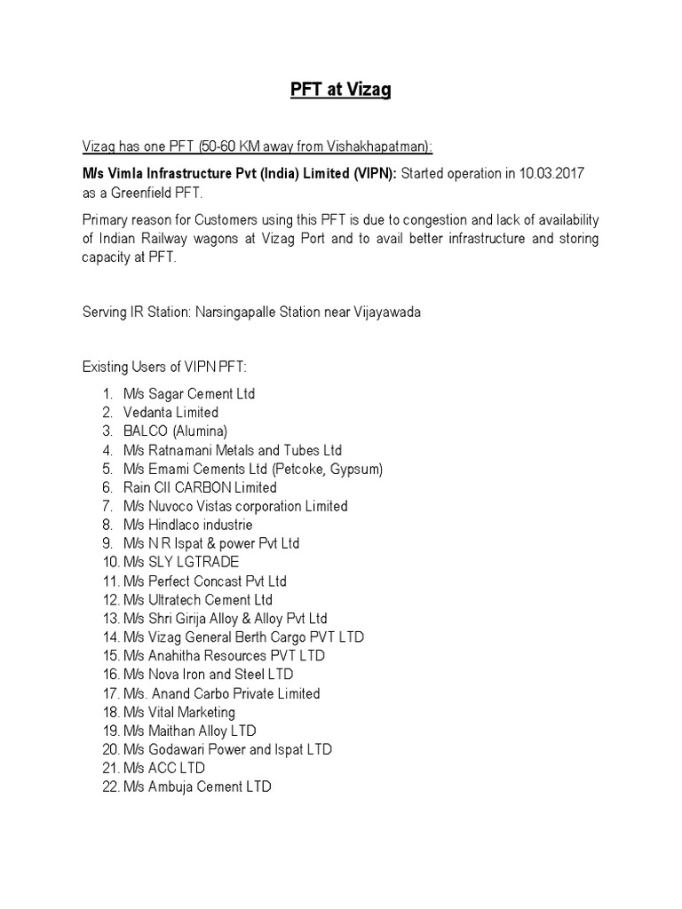 Private Freight Terminal Details | PDF | Rail Transport | Cargo