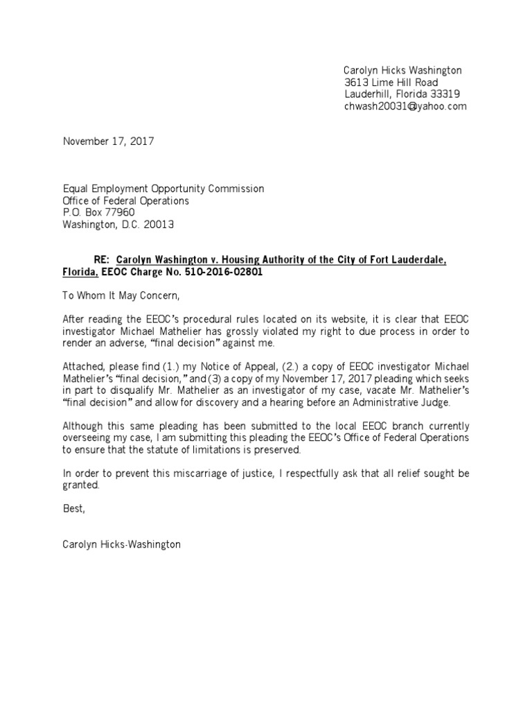 Cover Letter For Appeal | PDF