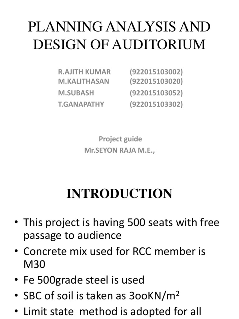 Auditorium Structural Design Analysis | PDF | Beam (Structure ...
