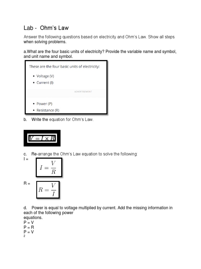Lab - Ohm's Law | PDF