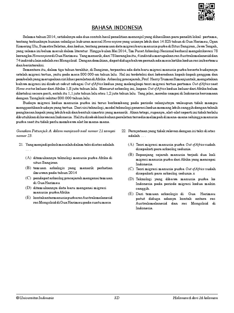 Bahasa Indonesia SIMAK UI 2015 - Bimbingan Alumni UI | PDF