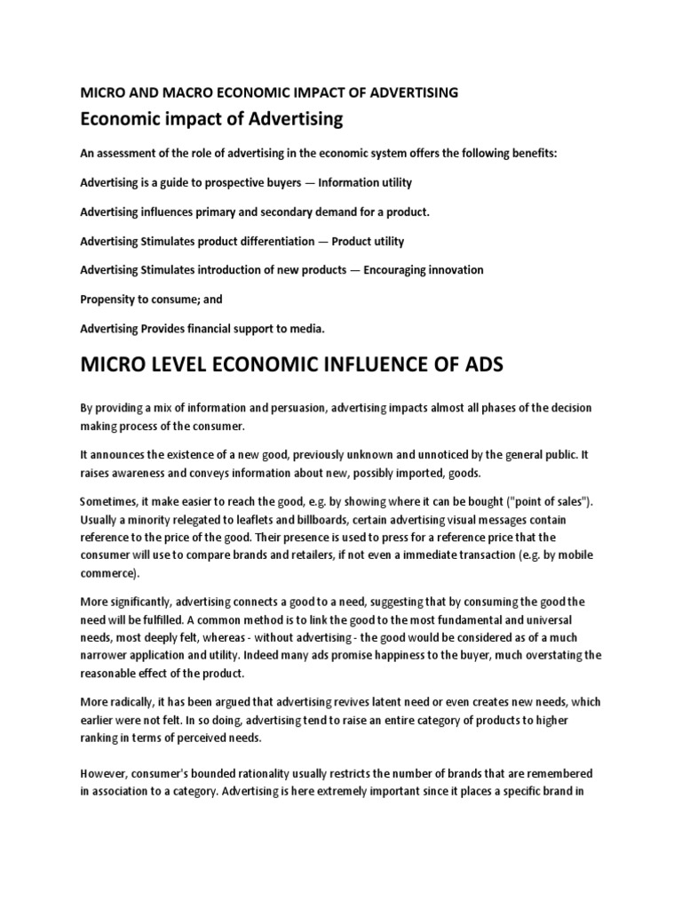 Advertising Economic Impact | PDF | Brand | Advertising