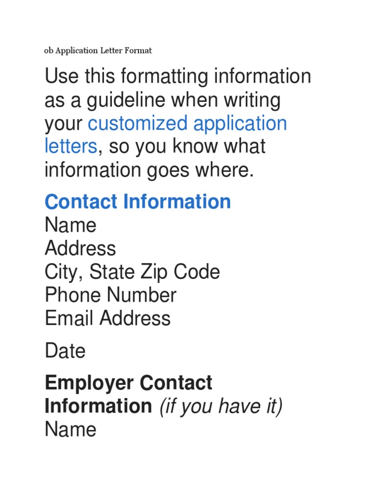 Application Letter Format | PDF