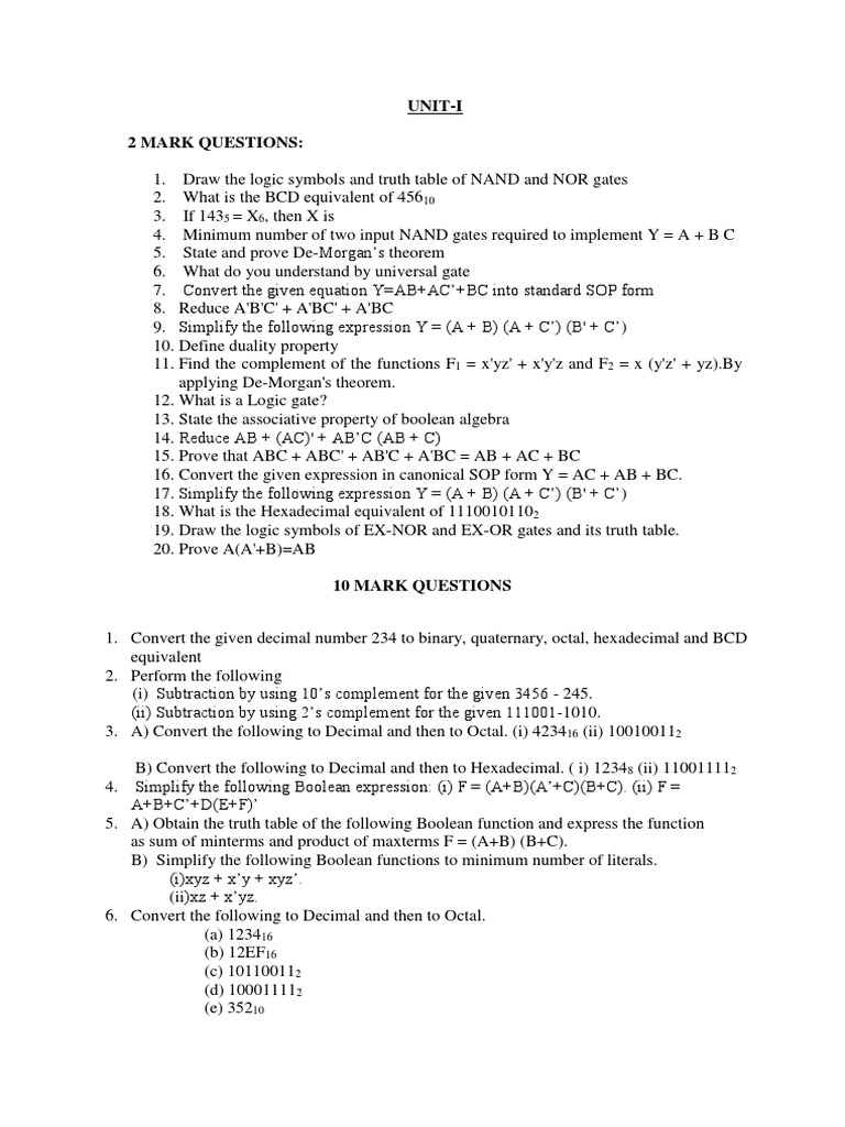STLD Question Bank | PDF | Logic Gate | Read Only Memory