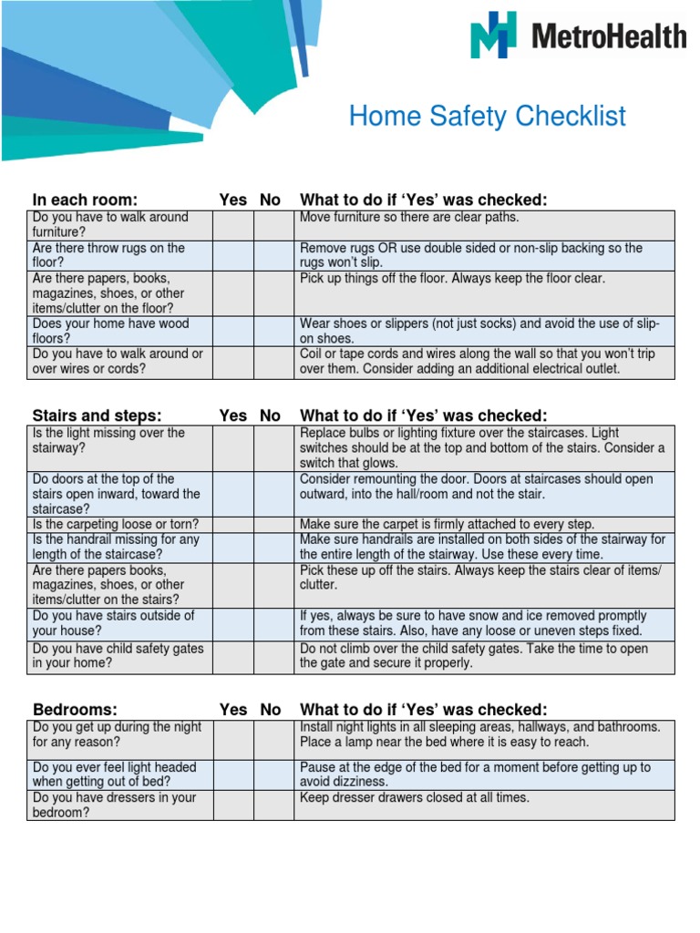 2018 Falls Prevention Home Safety Checklist | PDF | Stairs | Bathroom