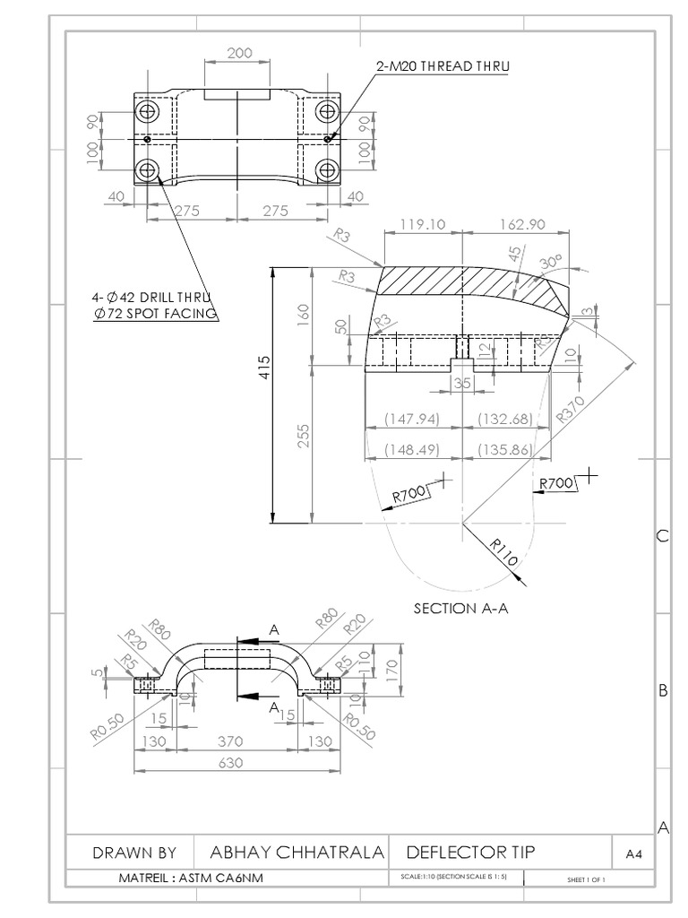 Design and Dimensional Specifications for a Deflector Tip Component | PDF