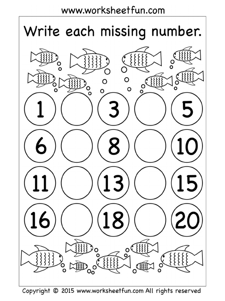 Fish Missing Numbers Worksheet | PDF