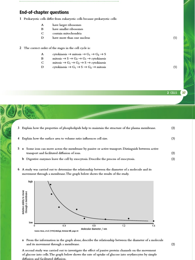 1 - Cell Biology Questions | PDF | Cell (Biology) | Cell Membrane