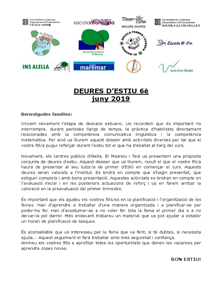 Deures D'estiu Mat 18-19 | PDF