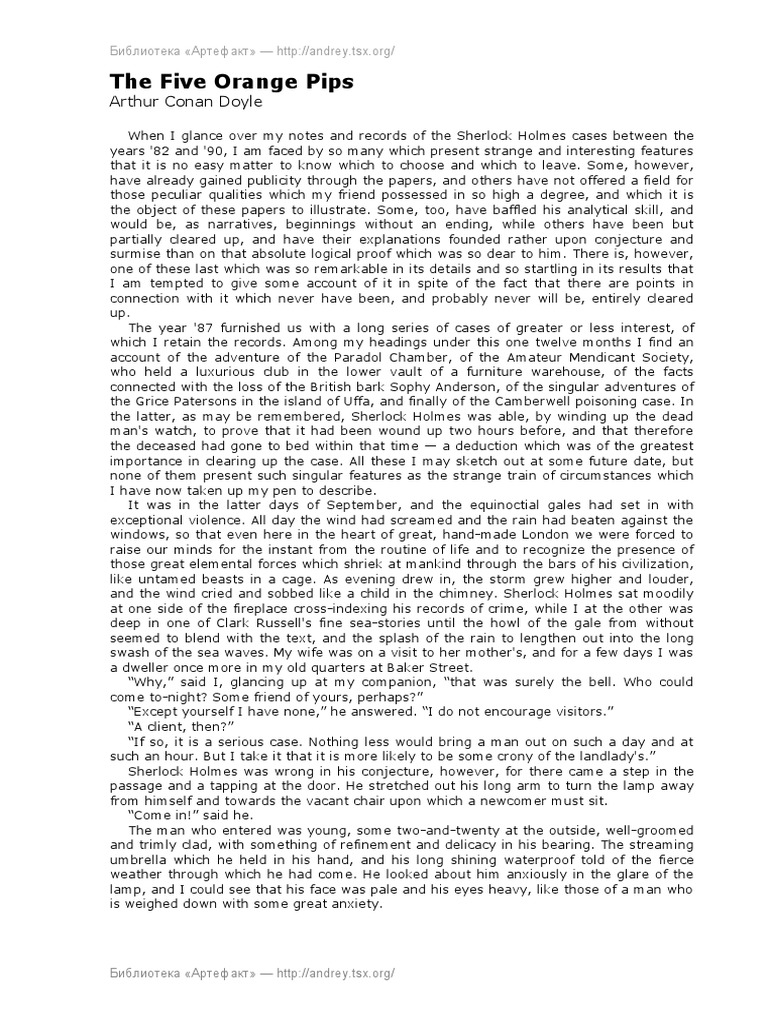 09 The Five Orange Pips | PDF | Dr. Watson | Sherlock Holmes