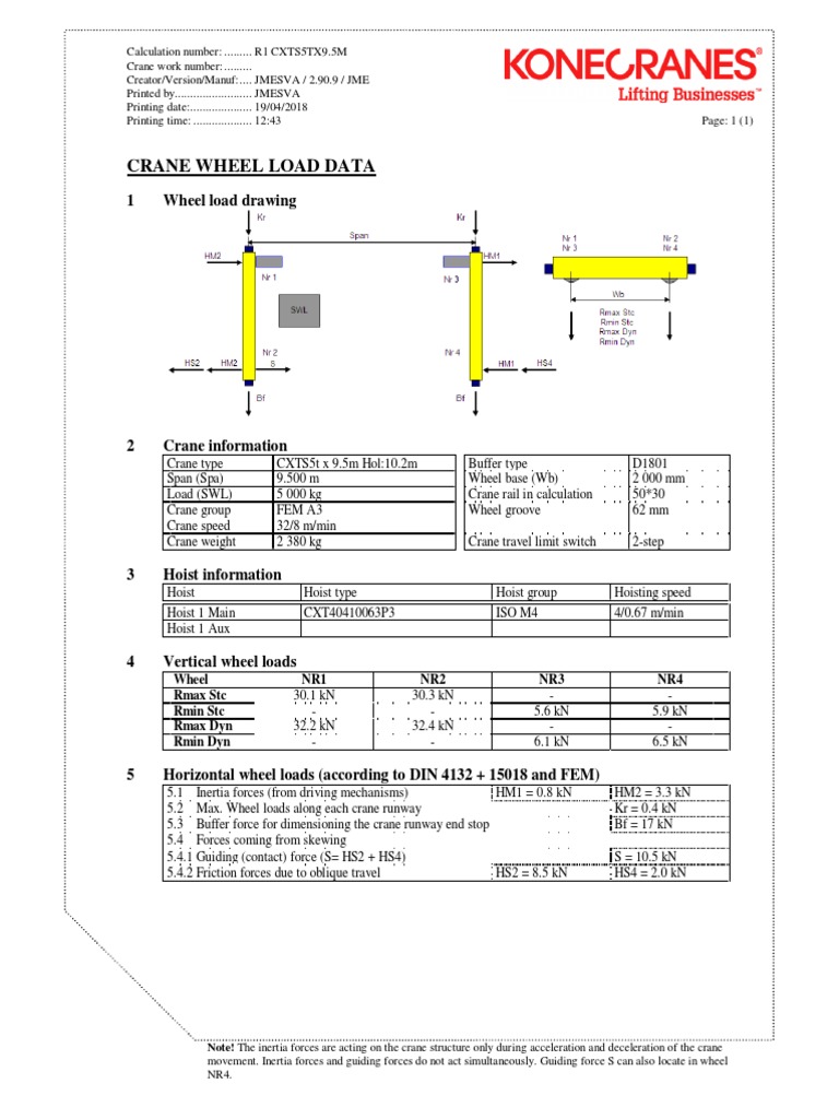 Crane wheel load data calculation | PDF | Crane (Machine) | Mechanical ...