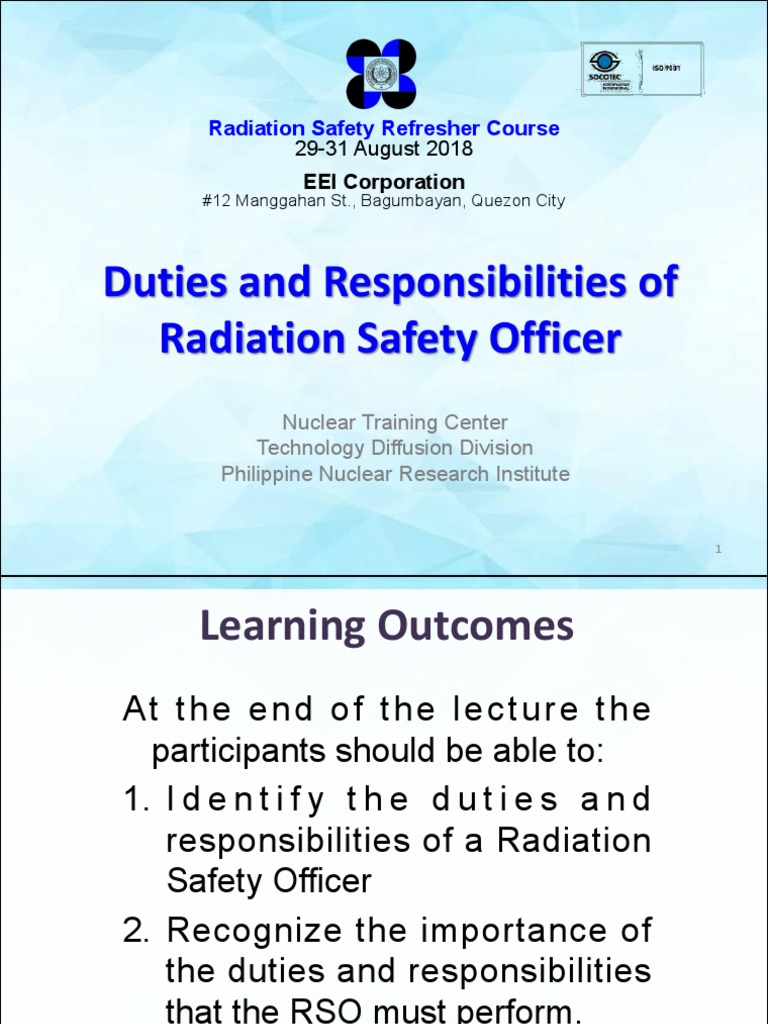 06B Duties and Responsibilities of RSO RSRC 2018 EEI | PDF | Radiation ...