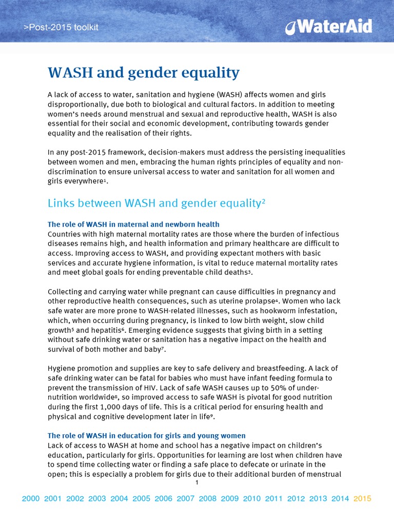 WASH's Impact on Gender Equality | PDF | Wash | Sanitation