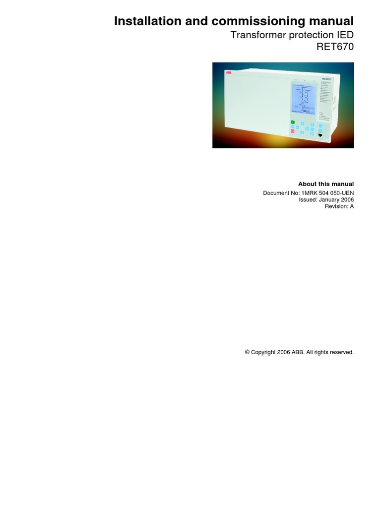 RET670 Installation and Commissioning Manual PDF | PDF | Electrostatic ...