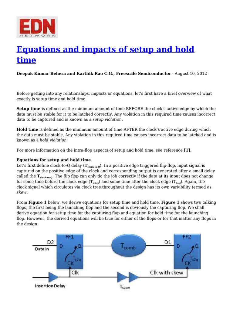 Setup and Hold Time Equations Explained | PDF | Digital Electronics ...