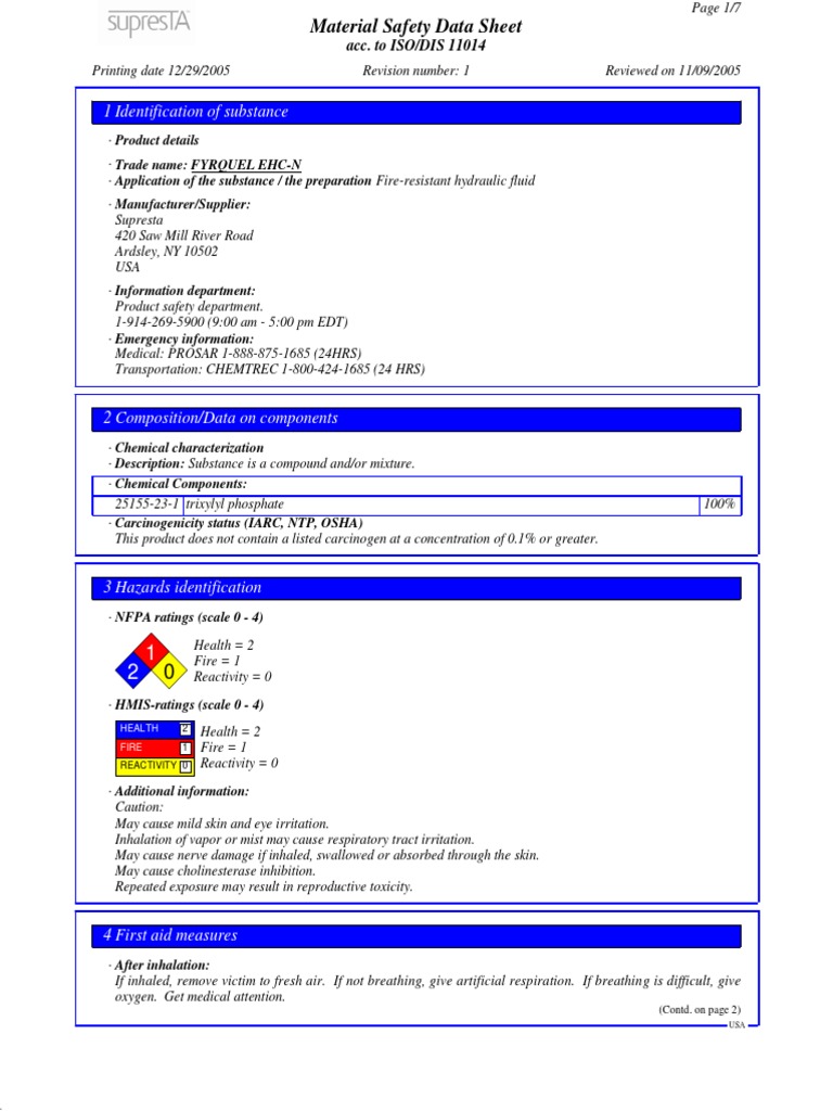 Fyrquel Oil Technical Data | PDF | Resource Conservation And Recovery ...