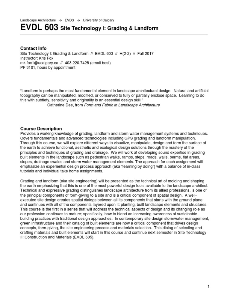 Site Grading Syllabus | PDF | Design | Engineering