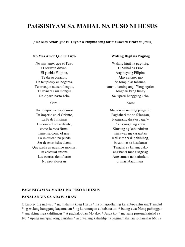 Pagsisiyam Sa Mahal Na Puso Ni Hesus | PDF