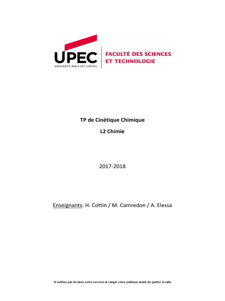 TP Cinétique Chimique: Saponification et Aldolisation | PDF | Cinétique ...