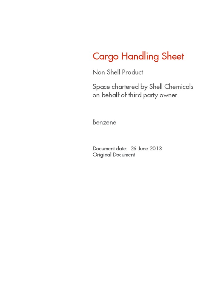 Cargo Handling Sheet: Non Shell Product Space Chartered by Shell ...