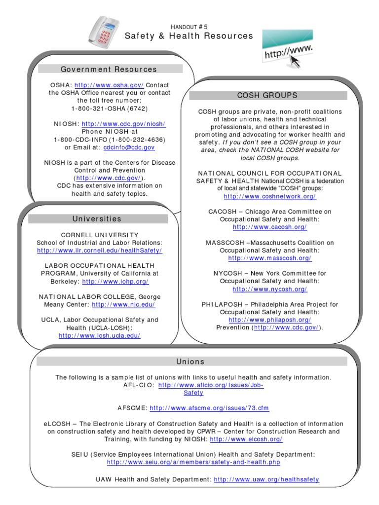 5 Safety Health Resources | PDF | Occupational Safety And Health | Safety