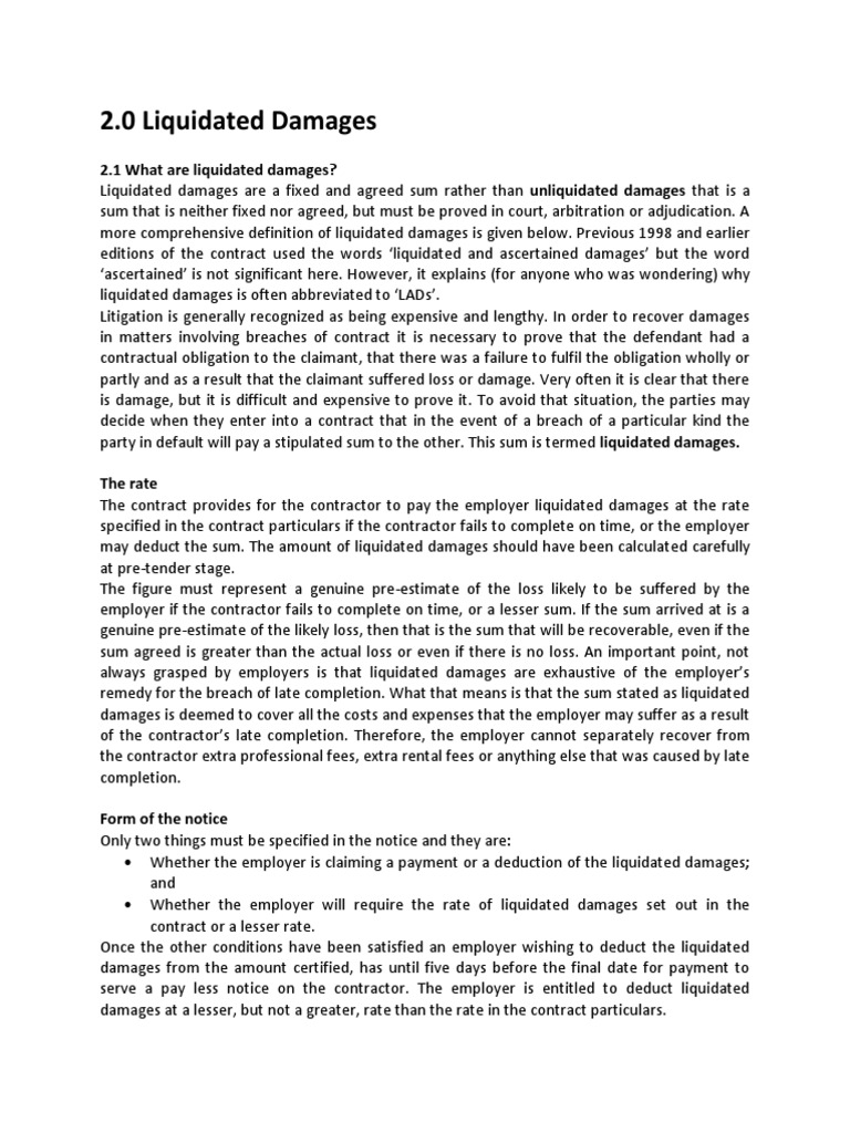 Understanding Liquidated Damages | PDF | Damages | Liquidated Damages