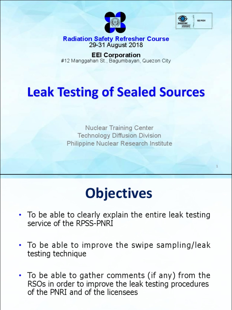 04 Leak Testing of Sealed Sources RSRC 2018 EEI | PDF | Radioactive ...