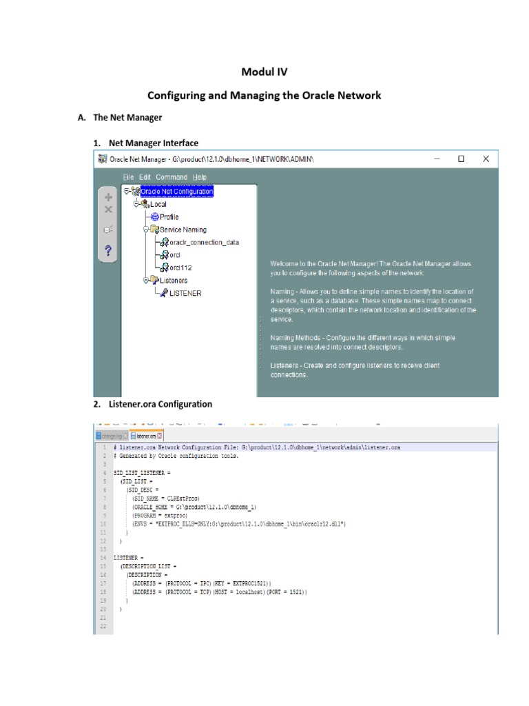 Modul IV Configuring and Managing The Oracle Network: A. The Net ...