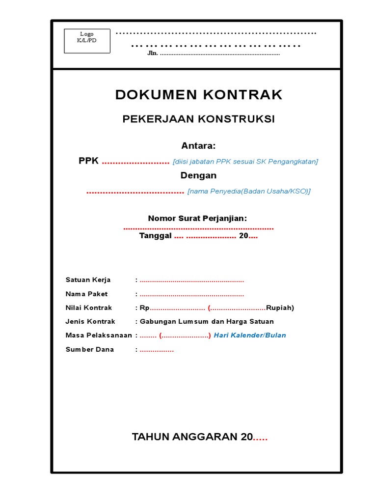 Cover Kontrak Pekerjaan Konstruksi | PDF