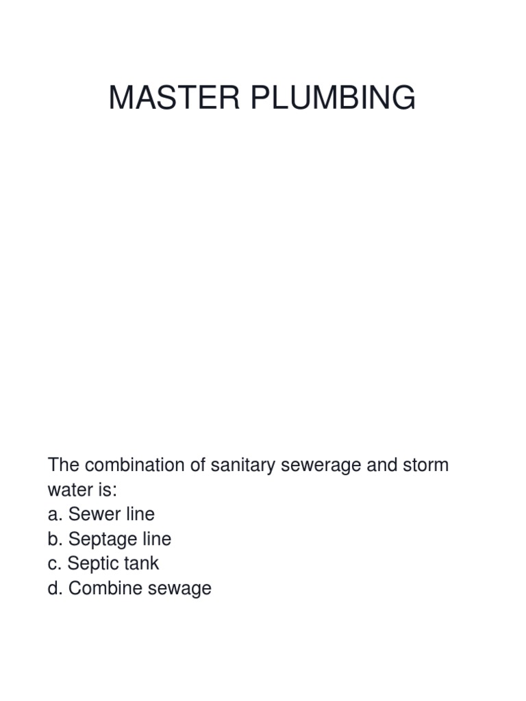 Master Plumbing Exam Questions | PDF | Plumbing | Sanitary Sewer