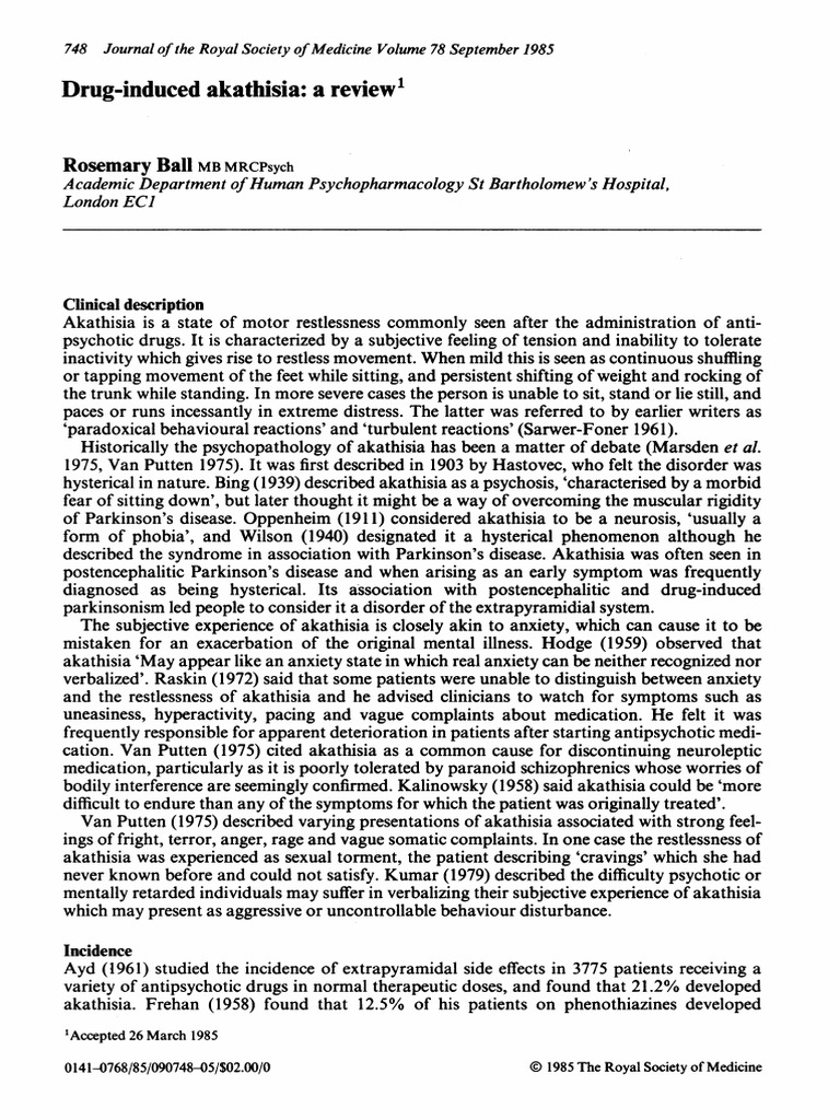 Understanding Drug-Induced Akathisia | PDF | Dopamine | Antipsychotic