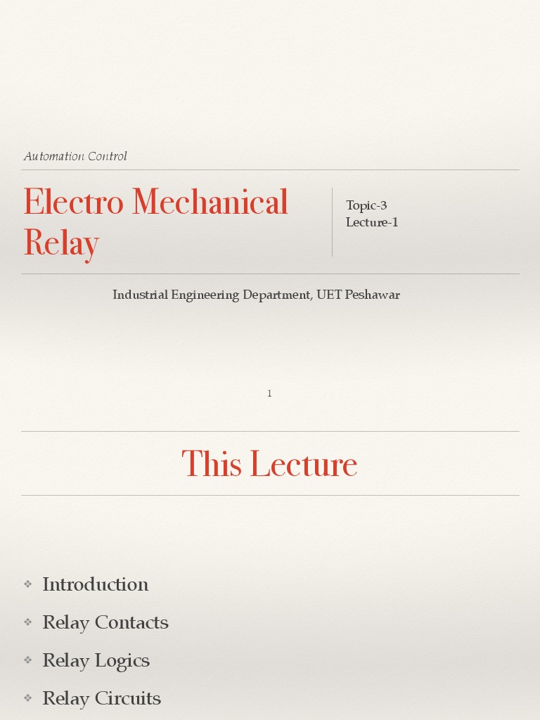 Electromechanical Relays | PDF | Relay | Switch