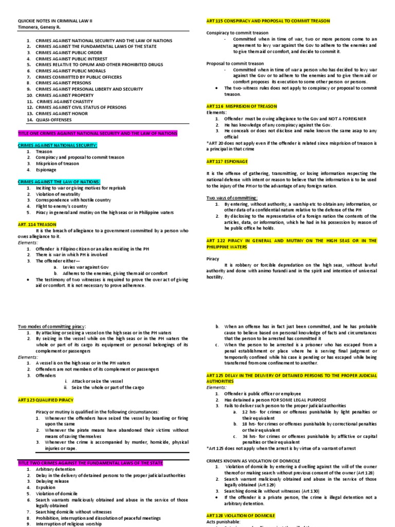 Criminal Law Ii Notes | PDF | Perjury | Forgery