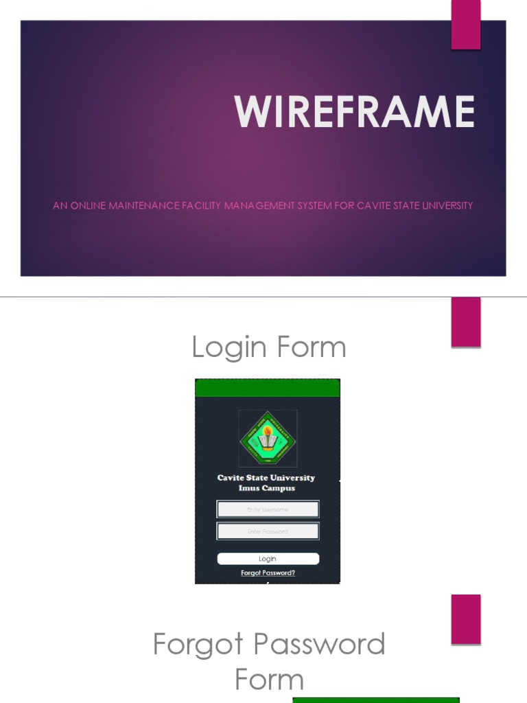 Wireframe: An Online Maintenance Facility Management System For Cavite ...